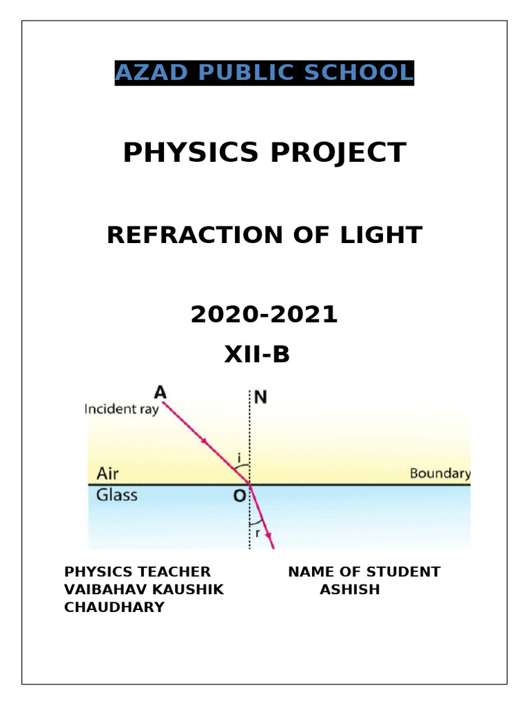Refraction of Light | PDF | Refractive Index | Refraction