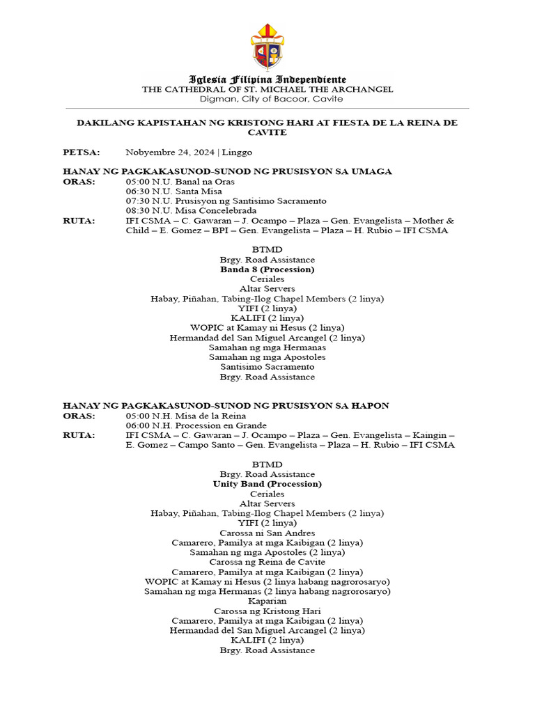 Hanay Ng Prusisyon - Cth & Soledad.docx-1 | PDF