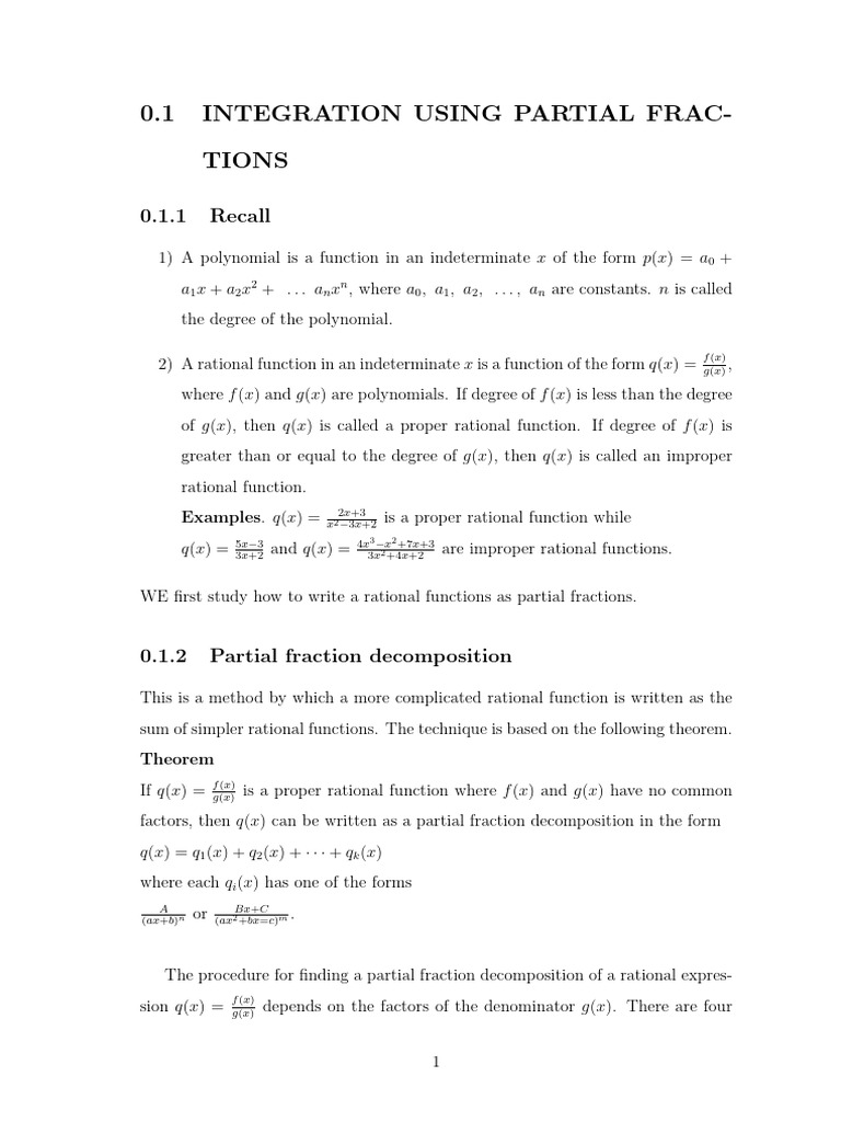 Partial Fraction Integration Techniques | PDF | Elementary Mathematics ...