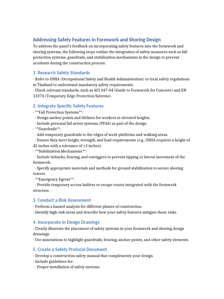 Formwork Safety Features Guide | PDF | Occupational Safety And Health ...