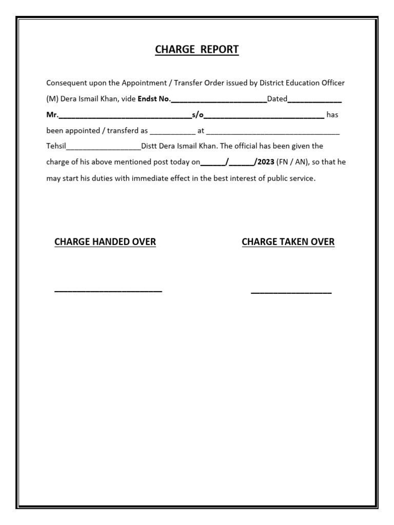 Appointment Transfer Charge Report | PDF