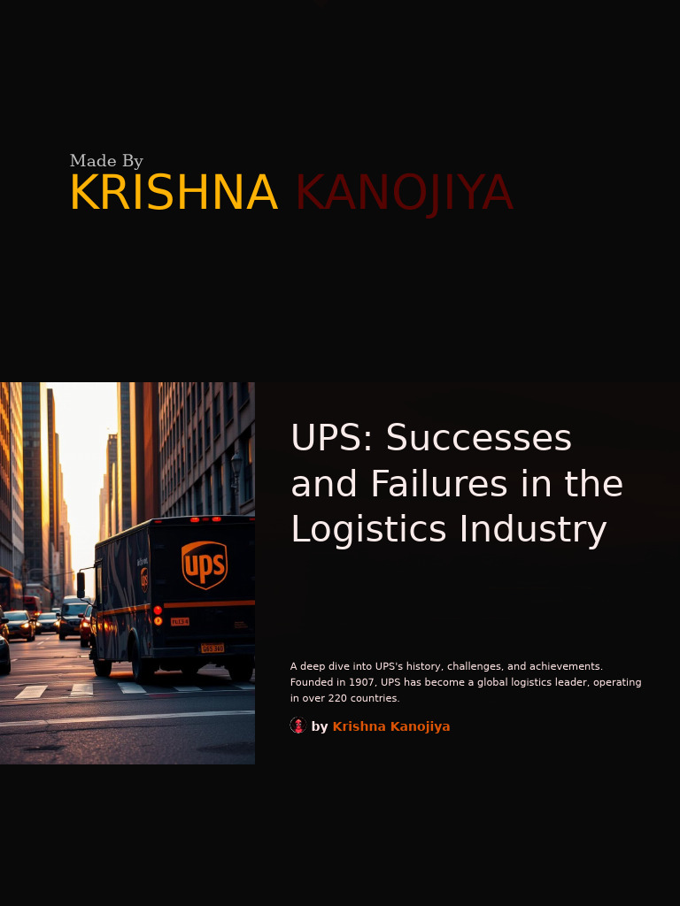 UPS Logistics: History, Challenges, Successes | PDF | United Parcel ...