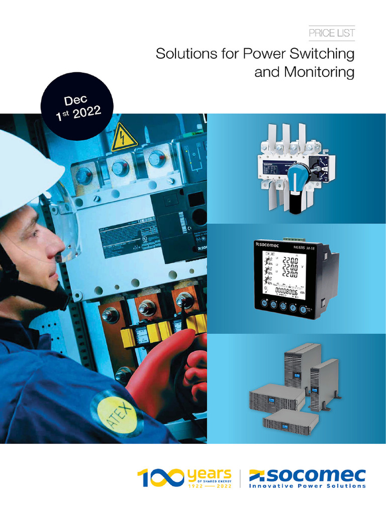 Socomec Price List W.E.F 1st Dec 2022 | PDF | Switch | Electric Power