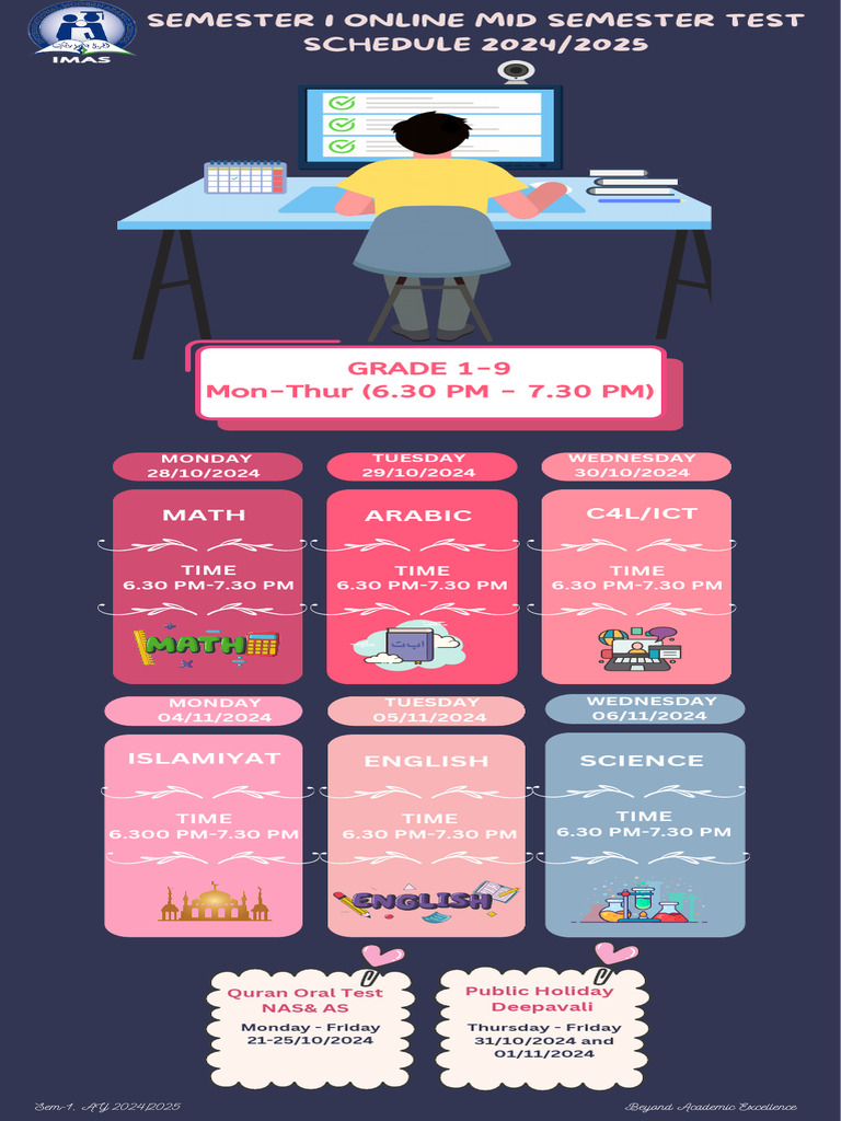 Semester 1 Online Mid Semester Test Schedule 20242025-1 | PDF ...