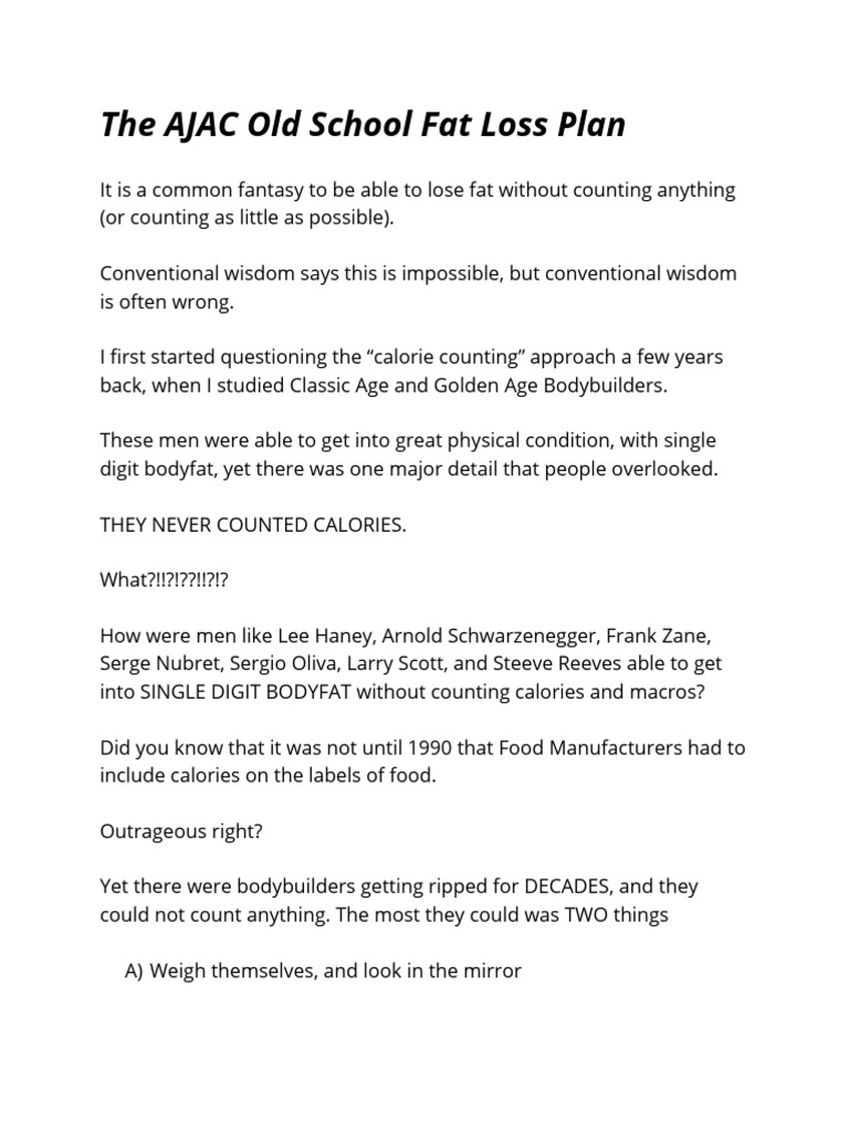 The AJAC Old - School Fat Loss Plan | PDF | Dieting | Low Carbohydrate Diet