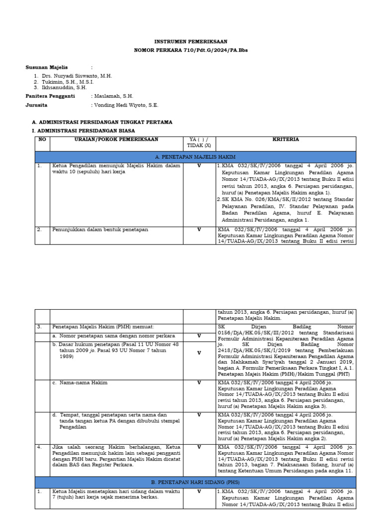 Administrasi Persidangan 710_Pdt.G_2024_PA.Bbs | PDF