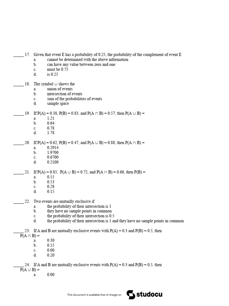 Business Statistics Practice Test | PDF | Standard Error | Variance