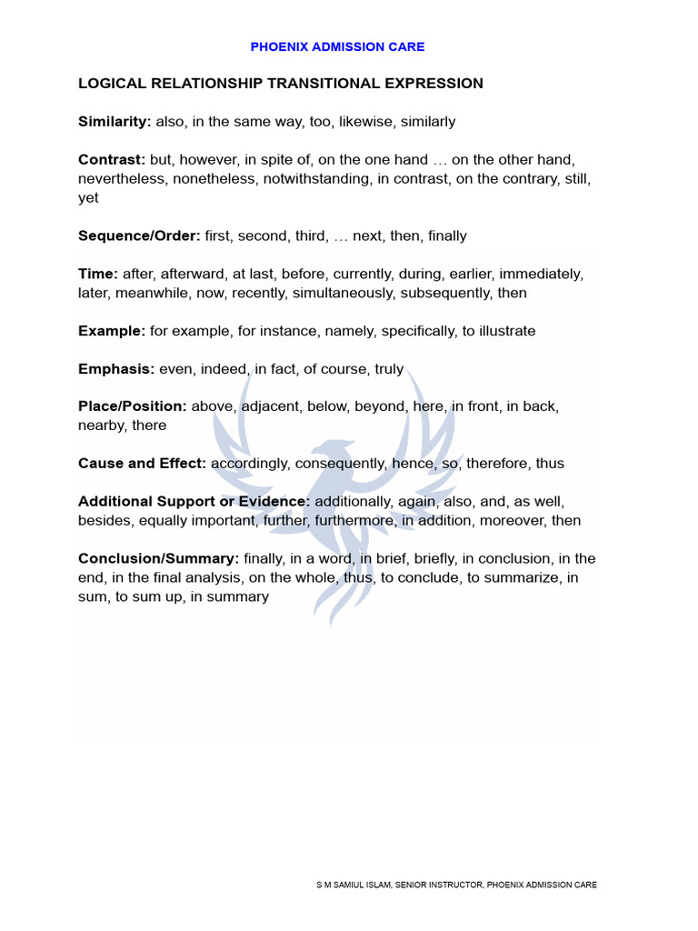 Transitional Expressions | PDF