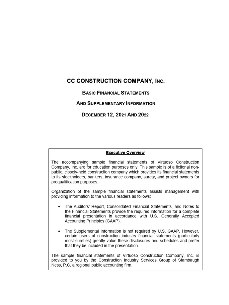 CC Contractor Financial Statement 01 24 | PDF | Expense | Depreciation