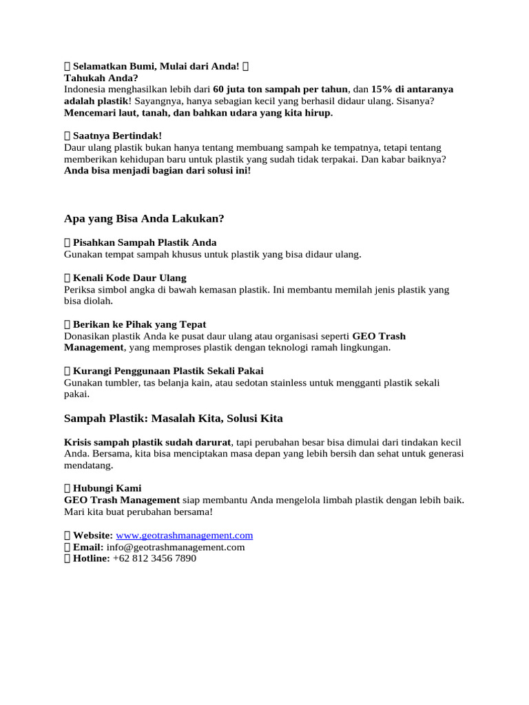 ? Selamatkan Bumi | PDF | Plastic | Waste