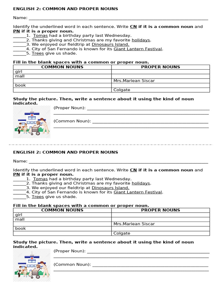 ENGLISH-COMMON-AND-PROPER-NOUNS | PDF