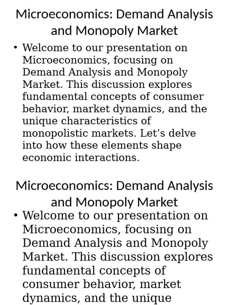 Microeconomics Presentation | PDF | Monopoly | Elasticity (Economics)