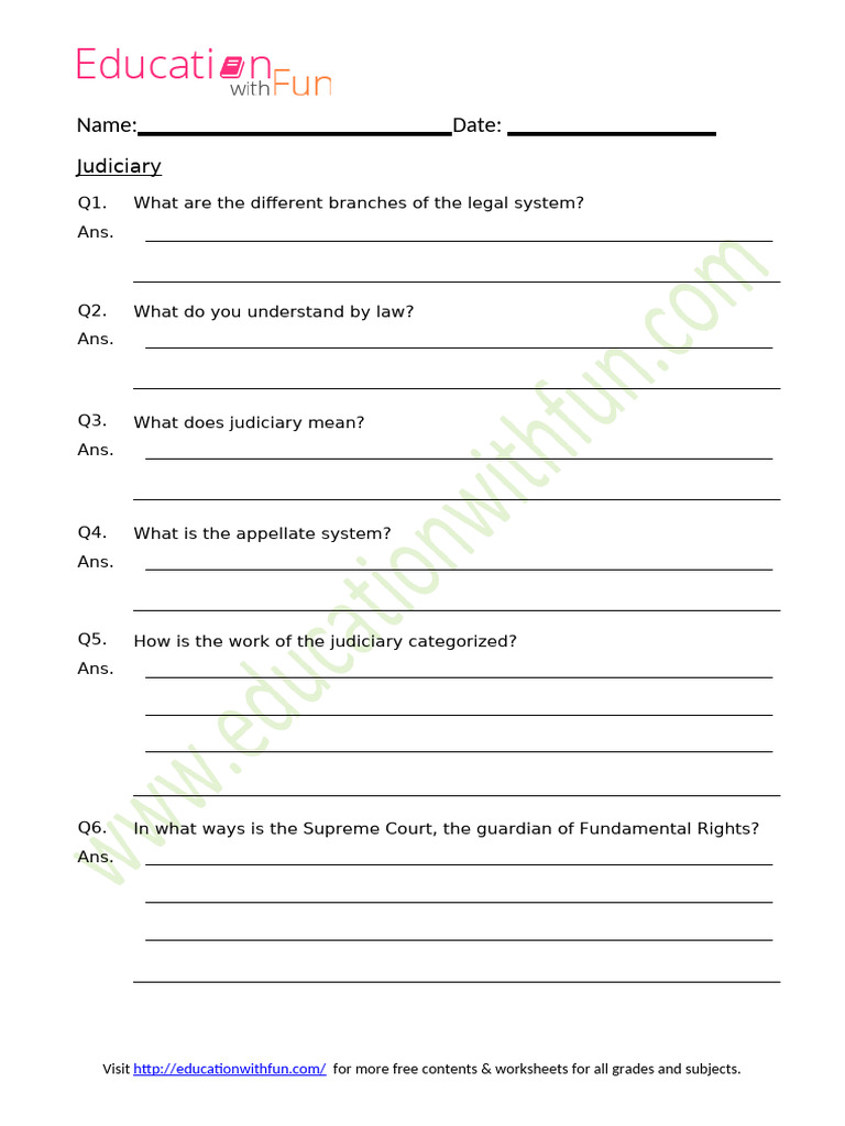Judiciary Worksheet 1 | PDF