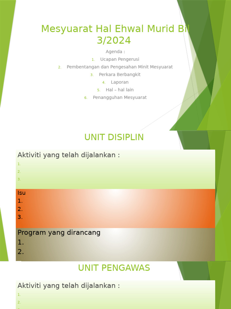Mesyuarat Hal Ehwal Murid Bil 3/2024 | PDF
