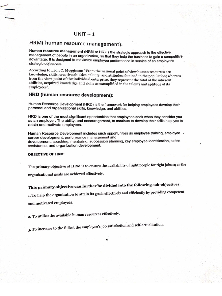 HRM unit 1 | PDF