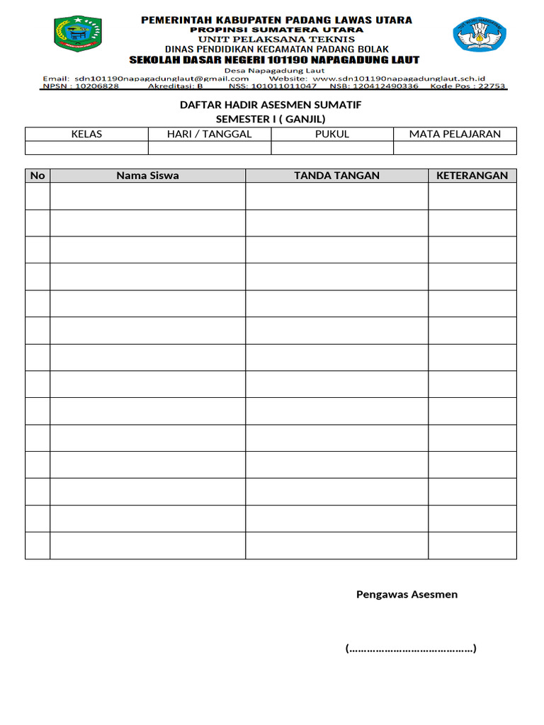 Daftar Hadir Asesmen Sumatif | PDF
