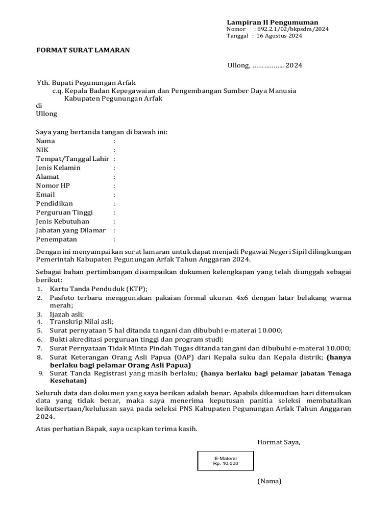 Format Surat Lamaran-1 | PDF