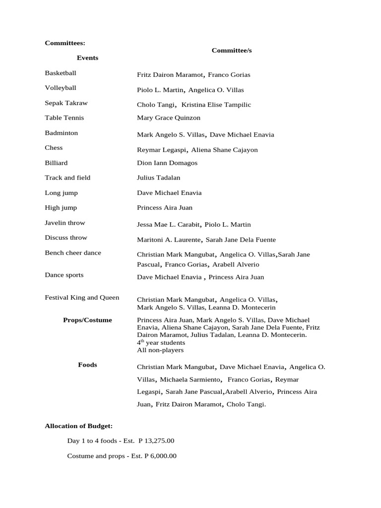 Committees | PDF | Sports