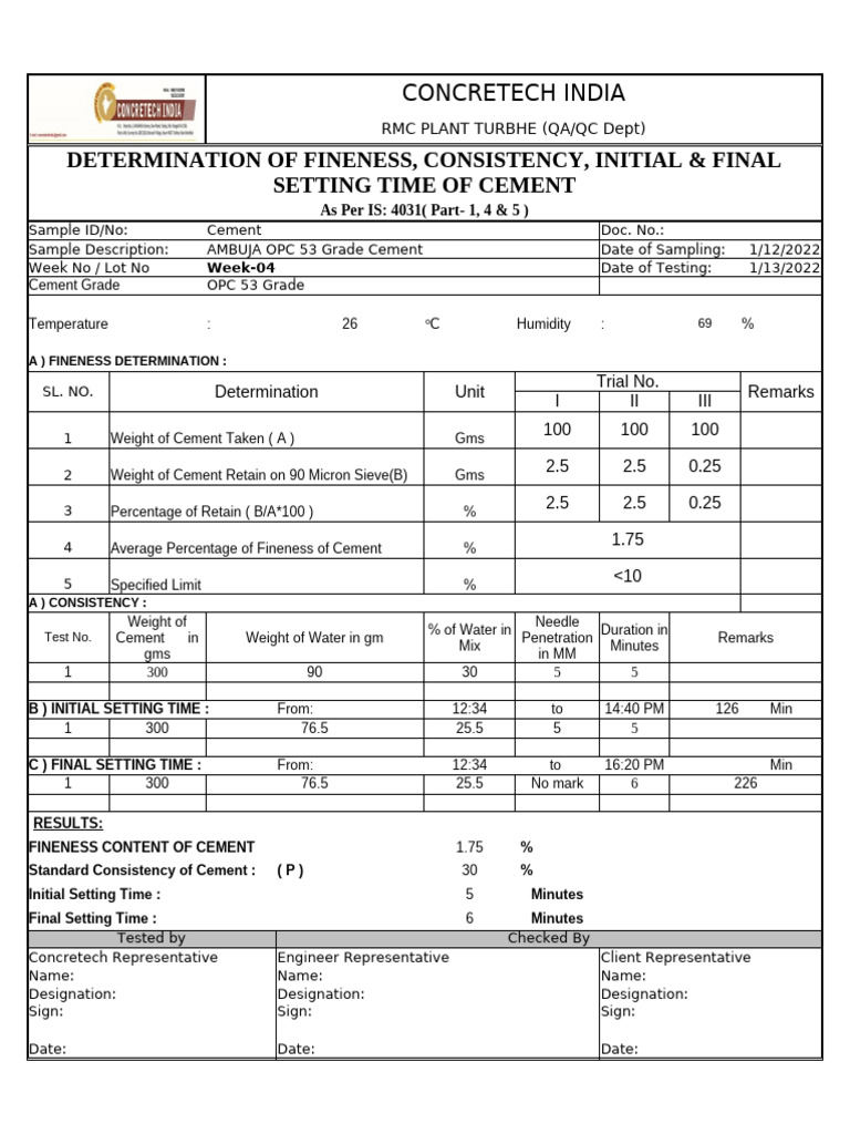 10 - Cement Consistancy Fineness 9 | PDF