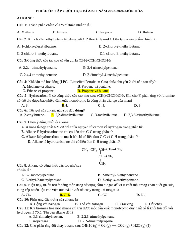ĐỀ-CƯƠNG-ÔN-TẬP-HỌC-KÌ-2-MÔN-HÓA-K11-NĂM-HỌC-2023 | PDF