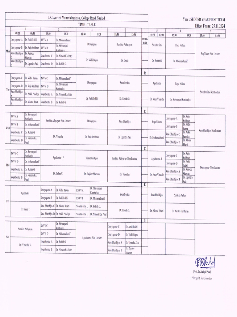 2nd Y 1 T Timetable 25.11.2024 | PDF