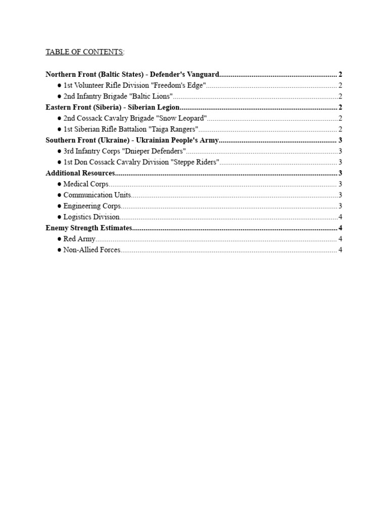 TCC White Army Initial Strength | PDF | Division (Military) | Cavalry
