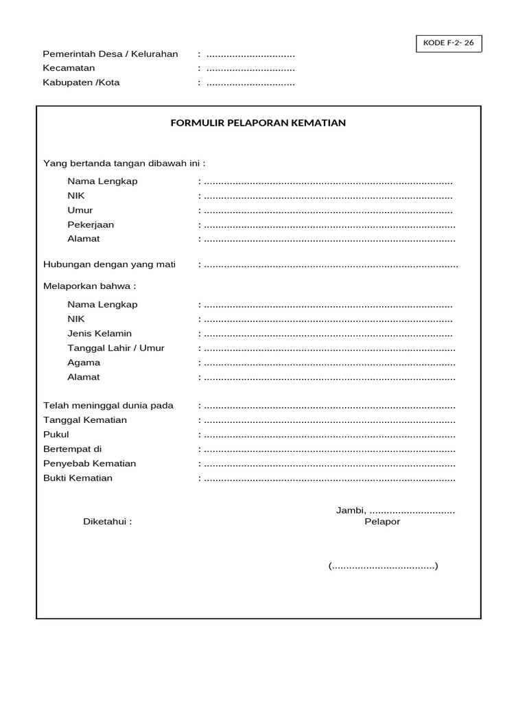 Formulir Kematian | PDF