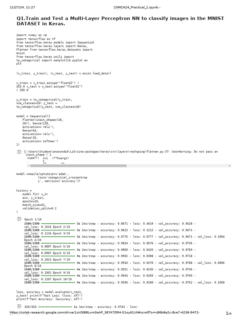(23mca32) Practical 1 & Practical 2 | PDF | Artificial Intelligence | Intelligence (AI) & Semantics