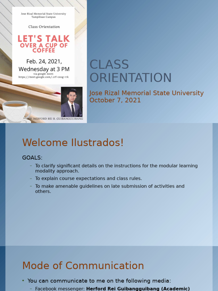 Class Orientation | PDF