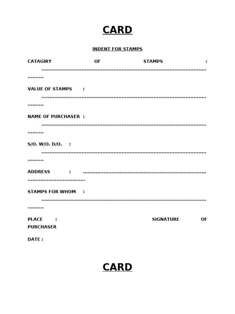 Stamp Indent Form Template | PDF