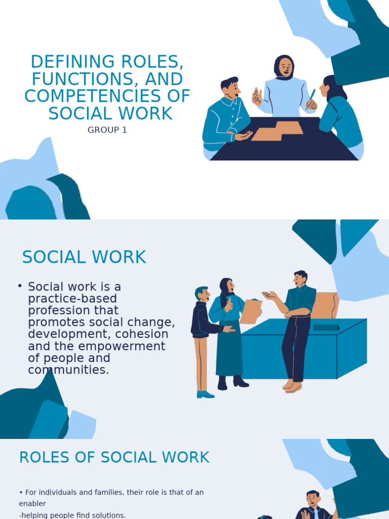 Group 1 Diass Defining Roles Functionsand Competencies of Social Work | PDF