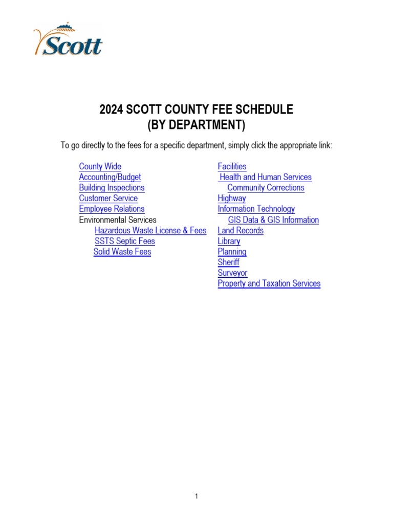 Scott County Landfill Fee Schedule 2024 | PDF | Waste | Municipal Solid ...