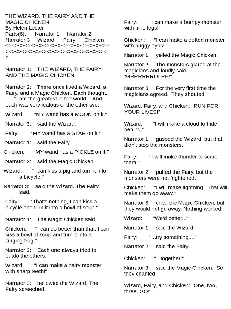 Wizard, Fairy and The Magic Chicken | PDF | Magician (Fantasy ...