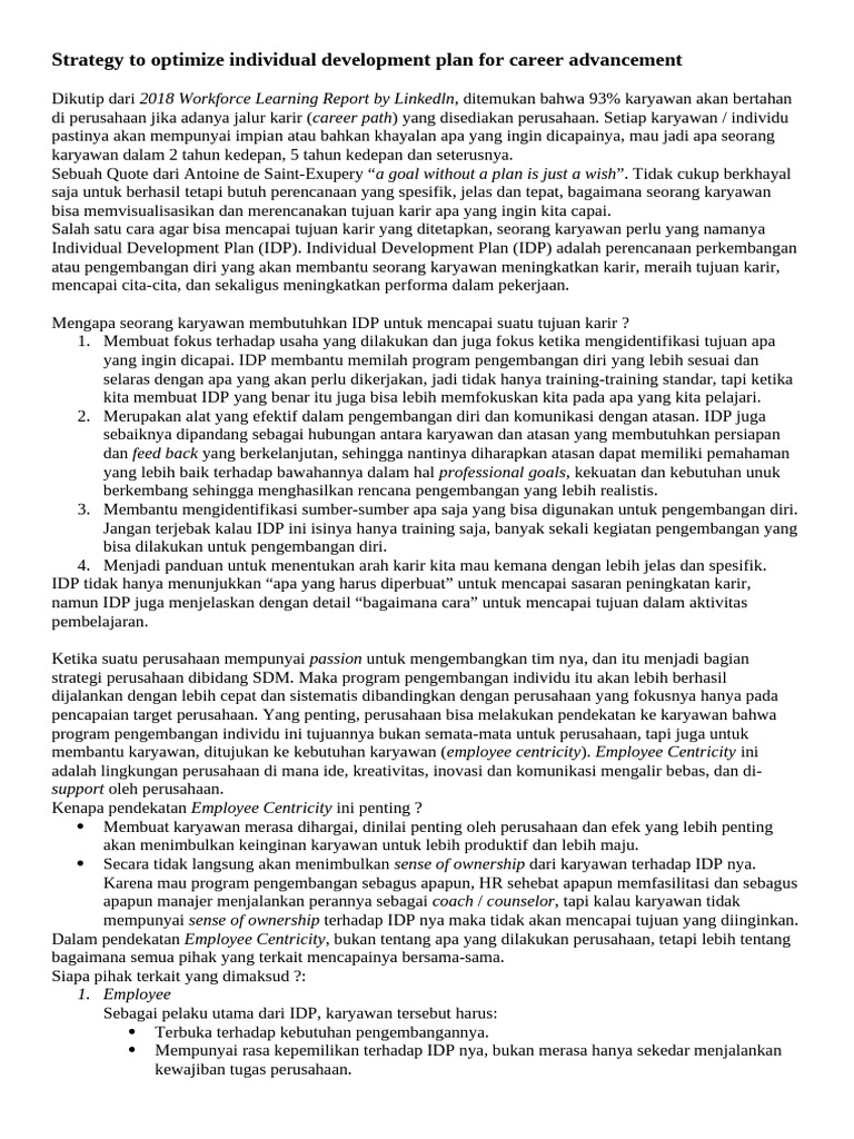 Strategy To Optimize Individual Development Plan For Career Advancement ...