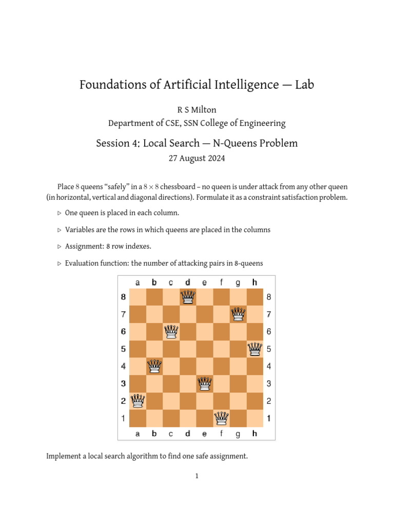 2024 Session 04 Local Search N Queens | PDF