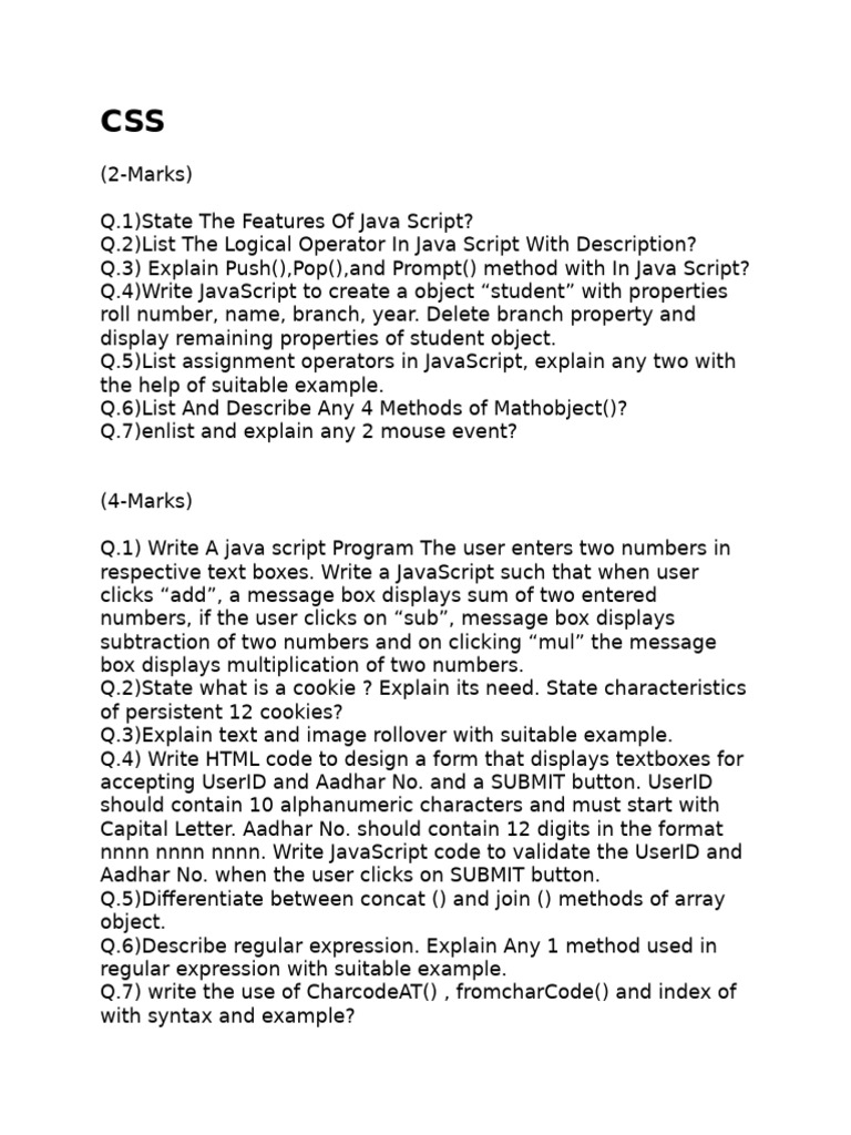 CSS | PDF | Java Script | Computer Science CSS | PDF | Java Script | Computer Science