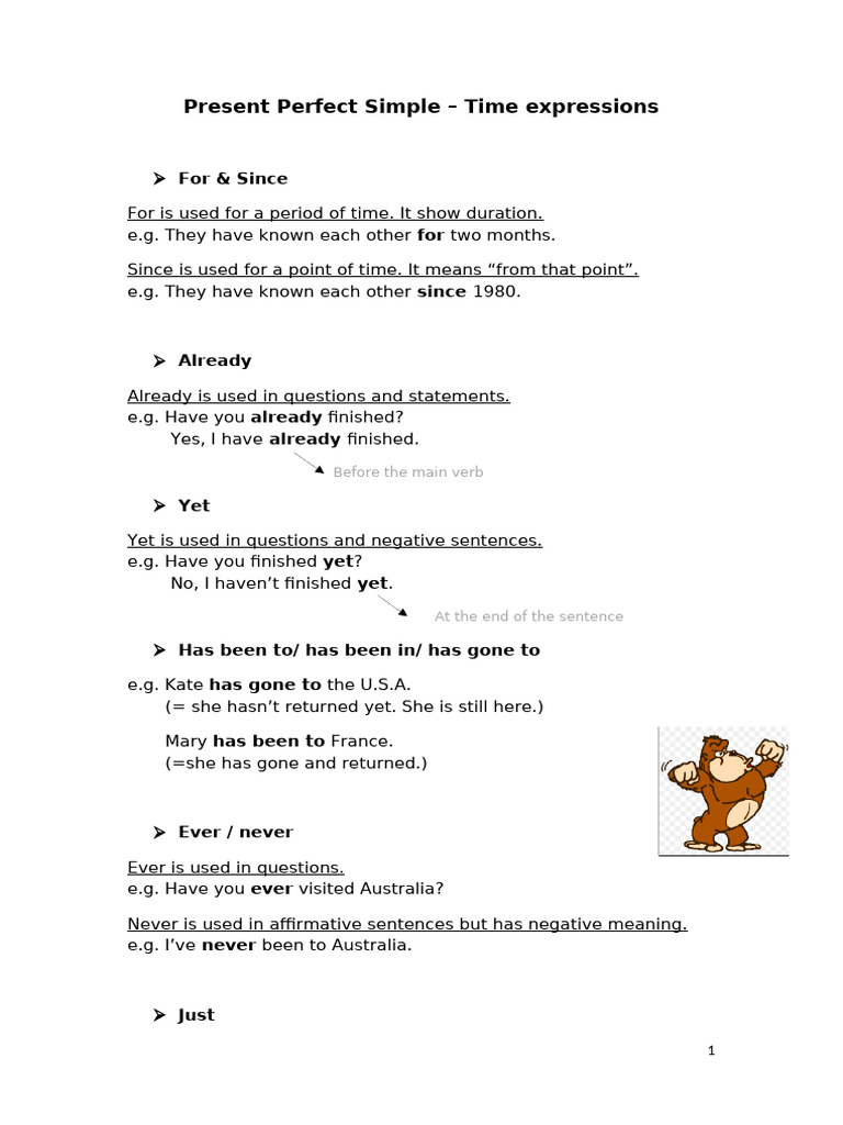 Present Perfect Simple Time Expressions Grammar Guides Sentence Transformation Rephrasing 69599 ...