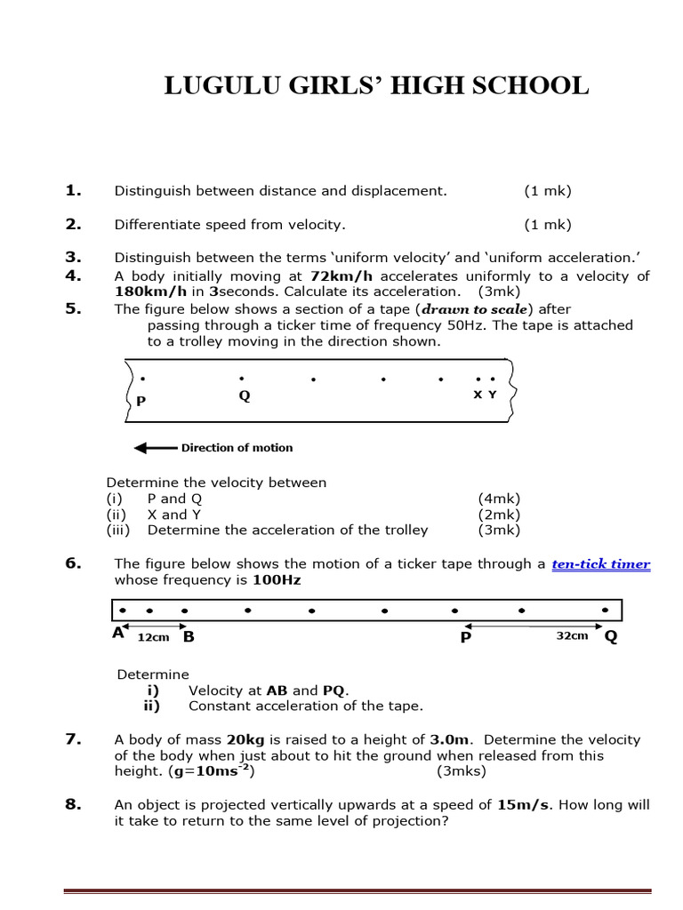 Phyc Dec Holiday Assignment F3 Assignments - Form 3 - Physics-1 | PDF | Temperature | Gases
