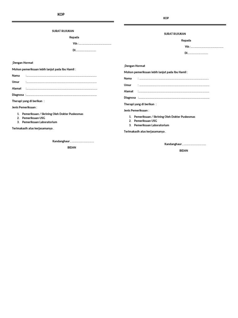 Form surat rujukan ke pkm@PMB | PDF