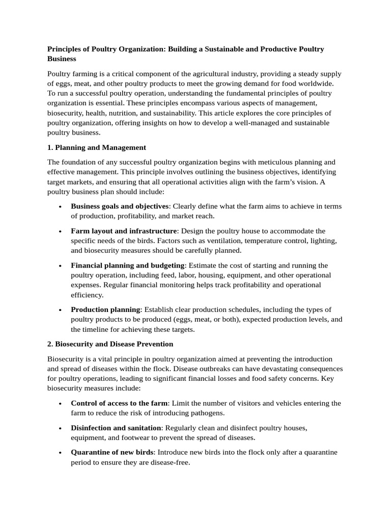 Principles of Poultry Organization | PDF | Poultry Farming | Poultry