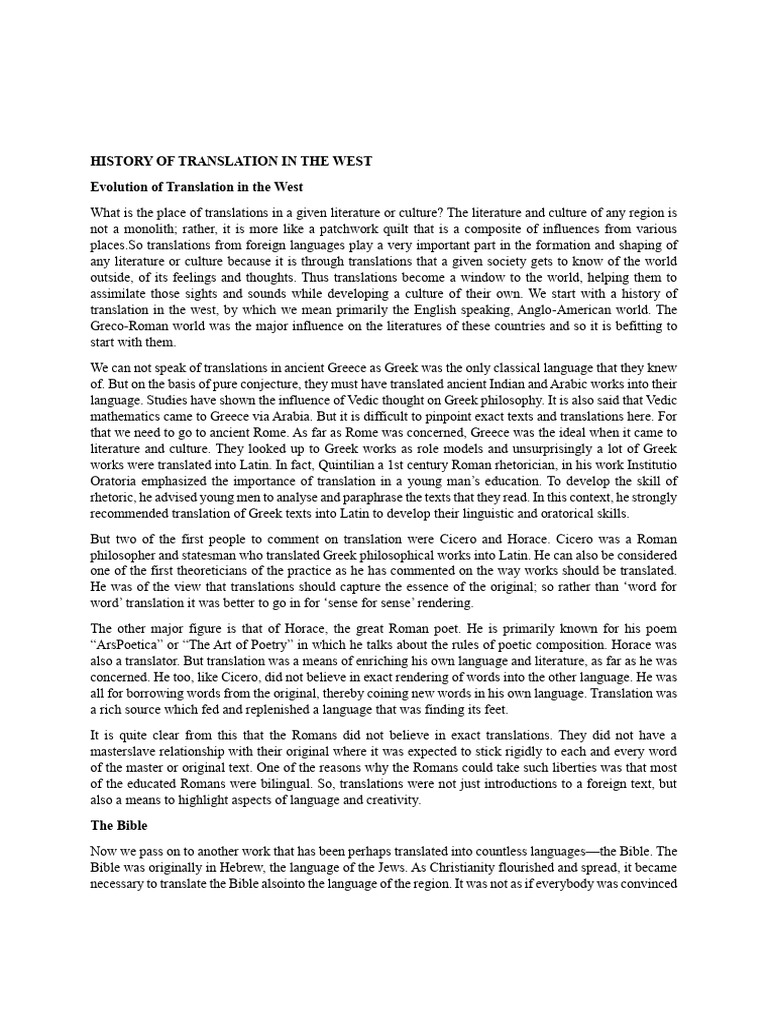 Western Translation History | PDF | Translations | Bible