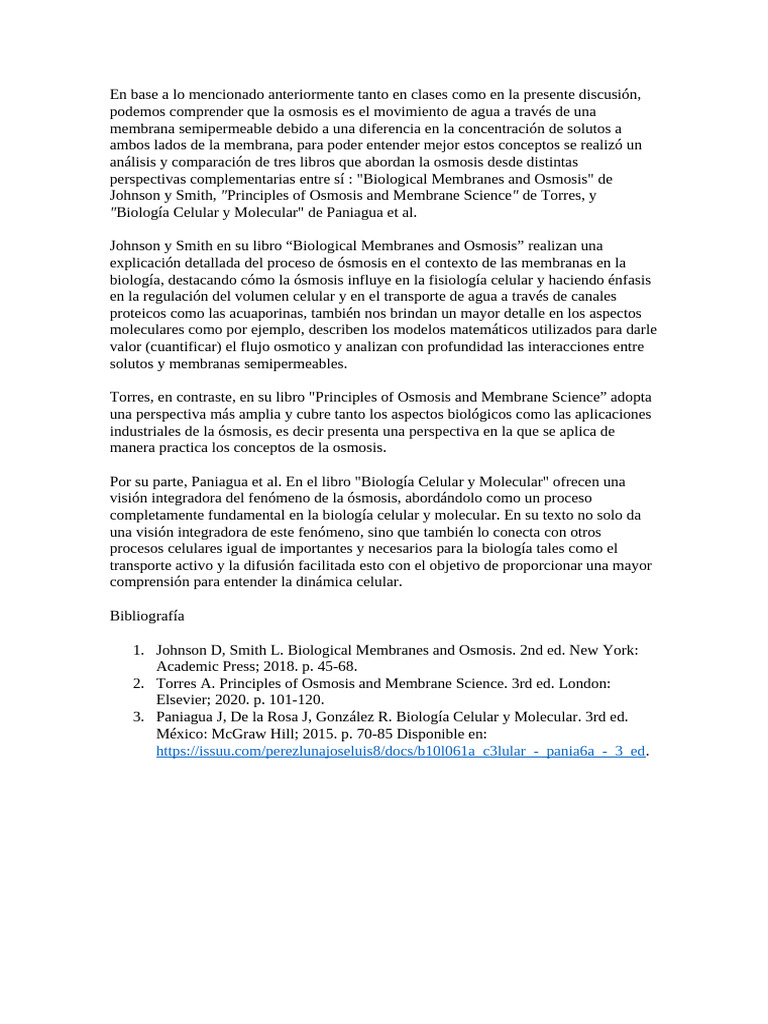Discusion | PDF | Ósmosis | Biología