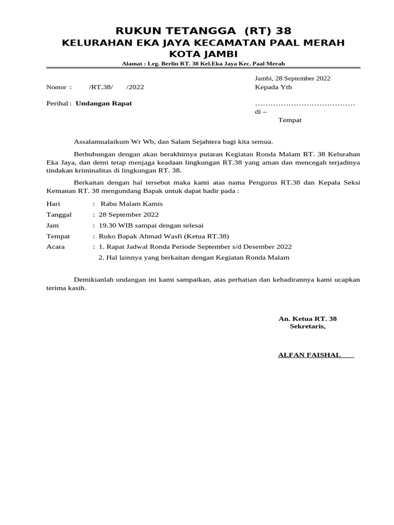 Surat Rapat Poskamling | PDF