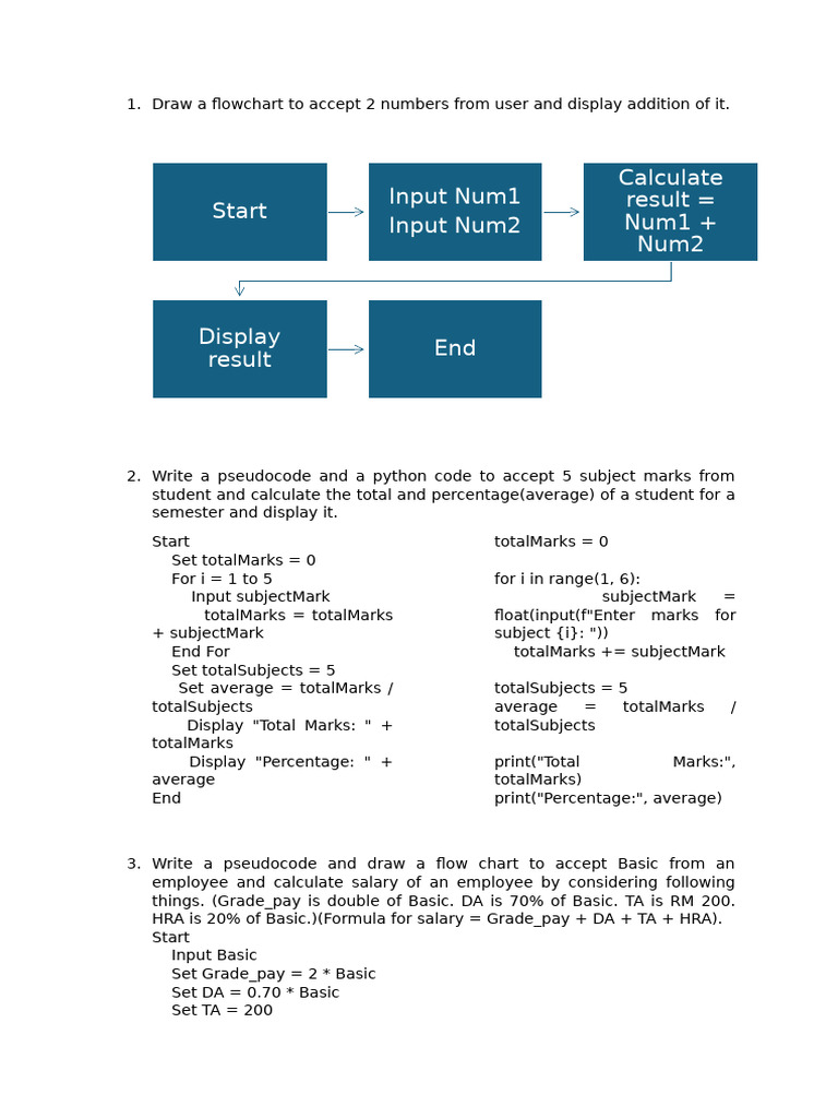 Week 2 - Pseudocode and Flowchart - 2 | PDF