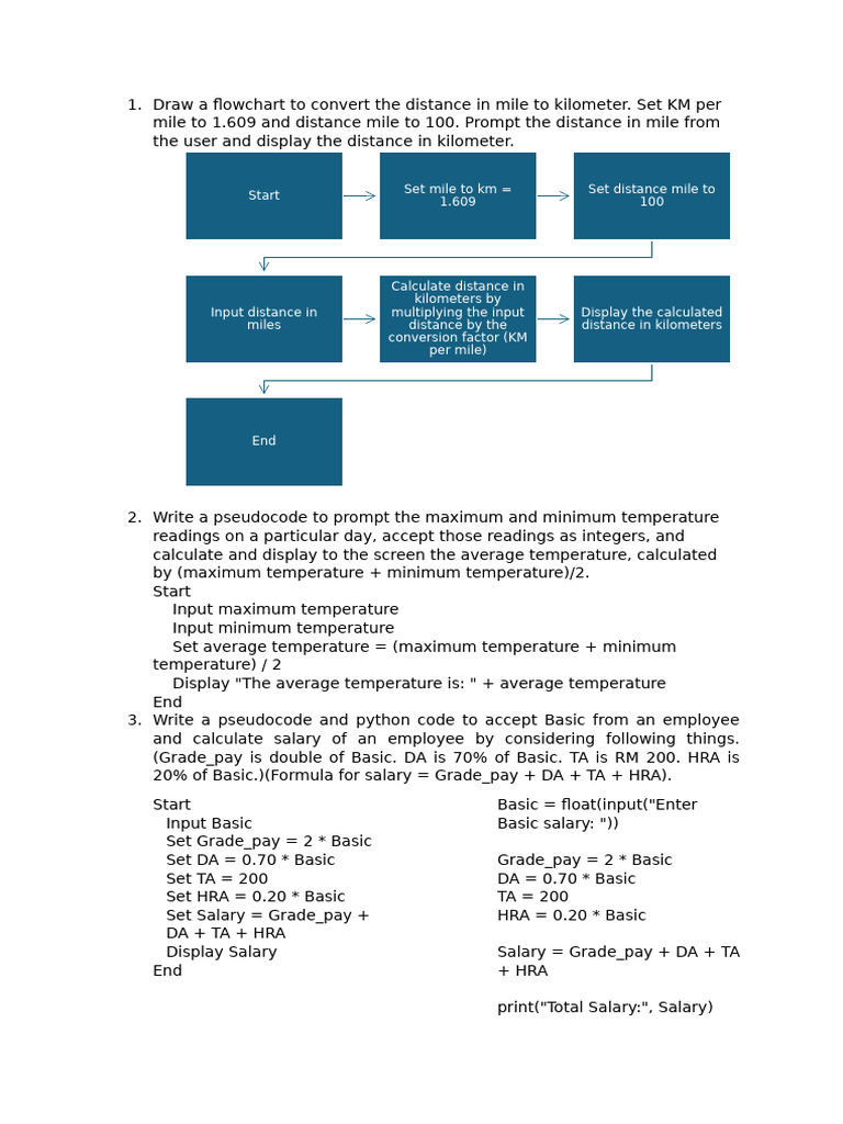 Week 2 - Pseudocode and Flowchart - 4 | PDF