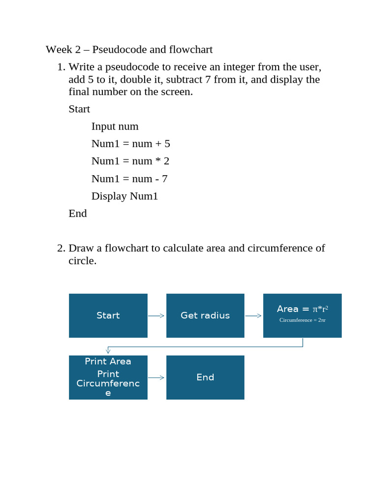 Week 2 - Pseudocode and Flowchart - 1 | PDF