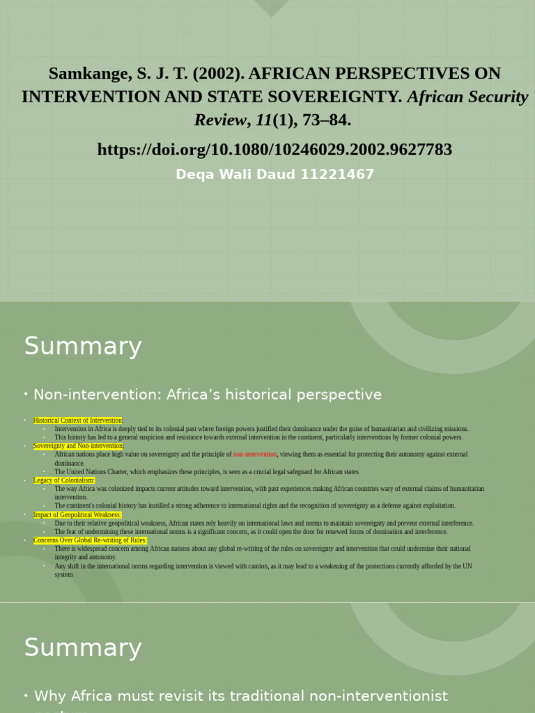 Presentation Seminar 3 (Autosaved) | PDF | Responsibility To Protect | Sovereignty