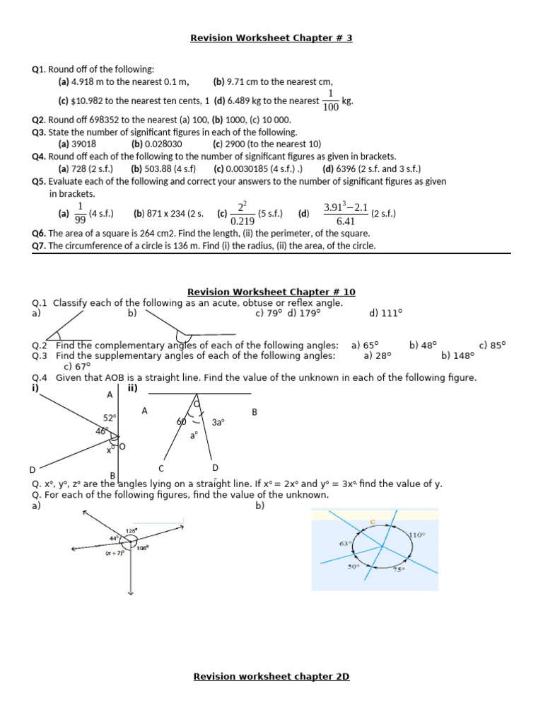 Worksheet 2D | PDF | Equations | Significant Figures