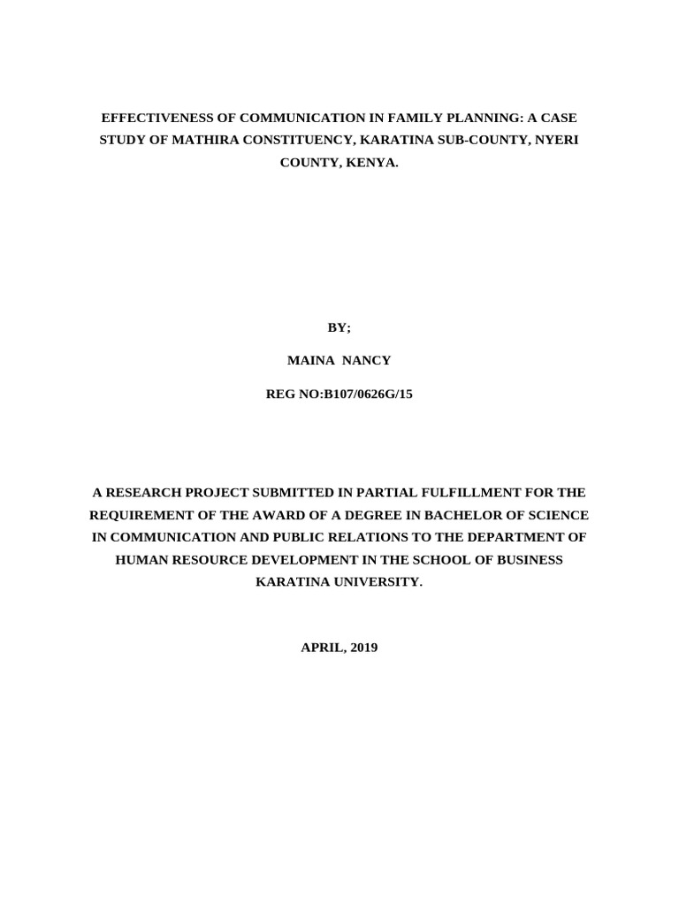 Nancy Research Project | PDF | Sampling (Statistics) | Family Planning