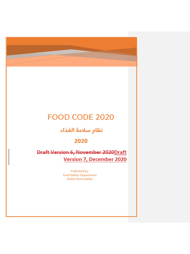 Dubai Food Code 2 0 - Draft Version7 23 March 2021 | PDF | Food Safety ...
